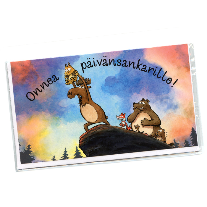Kamala Luonto – taitettava kortti ”Onnea päivänsankarille!” – ELUKKAMANIA